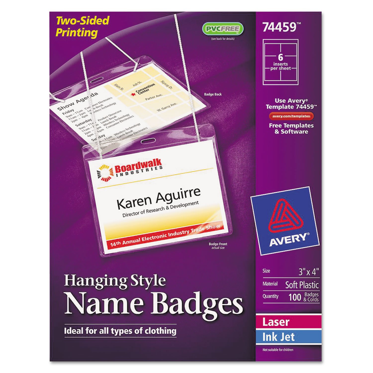 Avery Insertable 3 Inch x 4 Inch White Name Badges 100 Count (74459)