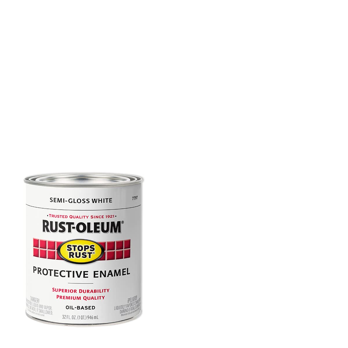 Rust-Oleum 7797502 Stops Rust Brush On Paint, Quart, Semi-Gloss White, 1 Quarts (Pack of 1)