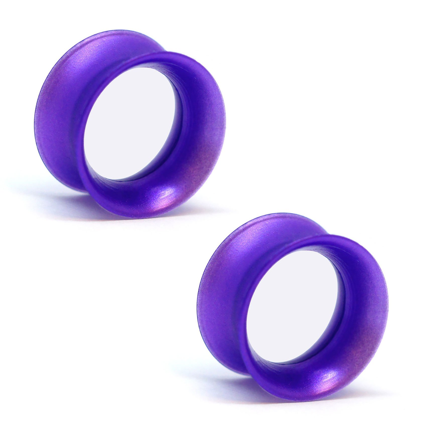 KAOS Brand: Pair of Silicone Double Flared Skin Eyelets: 0g, Wearable Length: 5/16" Royal Purple Pearl