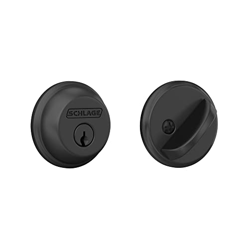 Schlage B60 N 622 Deadbolt, Keyed 1 Side, Highest Residential Security, Matte Black