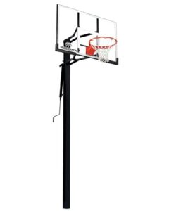 silverback 54" in-ground height adjustable basketball system with tempered glass backboard, pro-style breakaway rim, and backboard pad