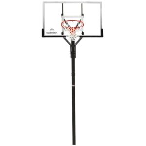 Silverback 54" In-Ground Height Adjustable Basketball System with Tempered Glass Backboard, Pro-Style Breakaway Rim, and Backboard Pad