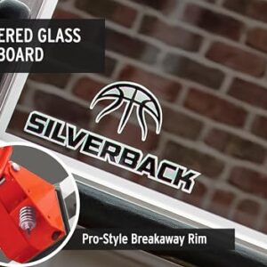 Silverback 54" In-Ground Height Adjustable Basketball System with Tempered Glass Backboard, Pro-Style Breakaway Rim, and Backboard Pad