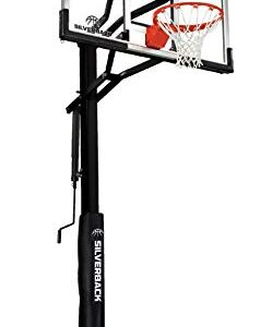 Silverback 60" In-Ground Basketball System with Adjustable-Height Tempered Glass Backboard and Pro-Style Breakaway Rim