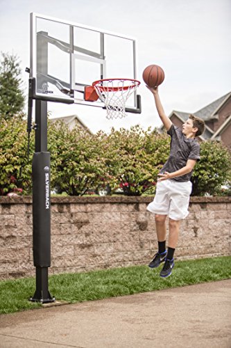 Silverback 60" In-Ground Basketball System with Adjustable-Height Tempered Glass Backboard and Pro-Style Breakaway Rim