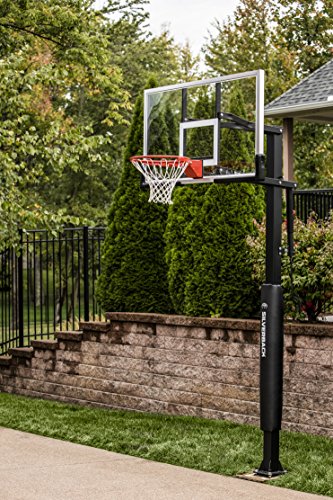 Silverback 60" In-Ground Basketball System with Adjustable-Height Tempered Glass Backboard and Pro-Style Breakaway Rim