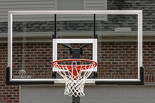 Silverback 60" In-Ground Basketball System with Adjustable-Height Tempered Glass Backboard and Pro-Style Breakaway Rim