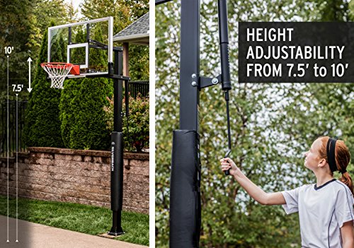 Silverback 60" In-Ground Basketball System with Adjustable-Height Tempered Glass Backboard and Pro-Style Breakaway Rim