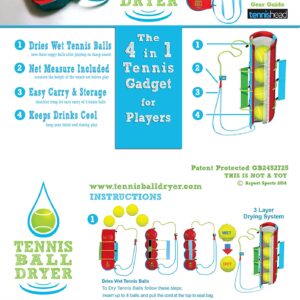 Tennis Ball Dryer -The 4-in-1 Tennis Gadget - Voted 'Best Tennis Gadget' - Includes 4 Great Features in 1. The Perfect Tennis Gift for Any Player.