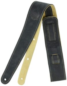 fender road worn leather guitar strap, 2in, black