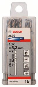 bosch 2608585492 metal drill bit hss-g 5, 3mmx52mmx3.39in 10 pcs