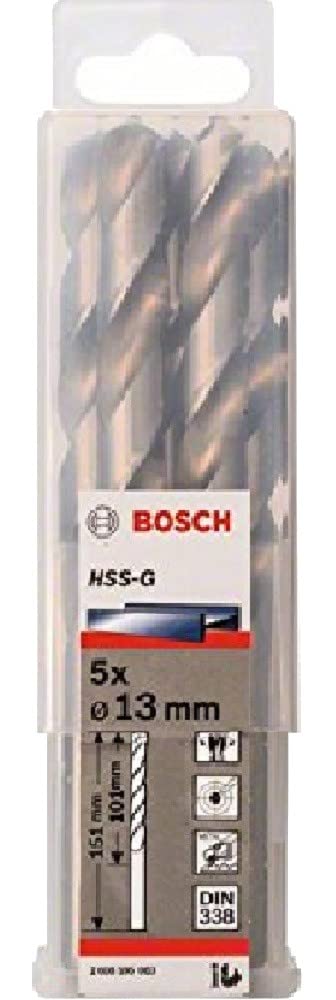 Bosch 2608595083 Metal Drill Bit Hss-G 13mmx3.98inx5.94In 5 Pcs