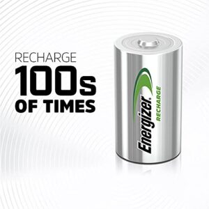 Energizer Rechargeable D Batteries, NiMH, 2500 mAh, 2 Count (NH50BP-2) Green and Silver