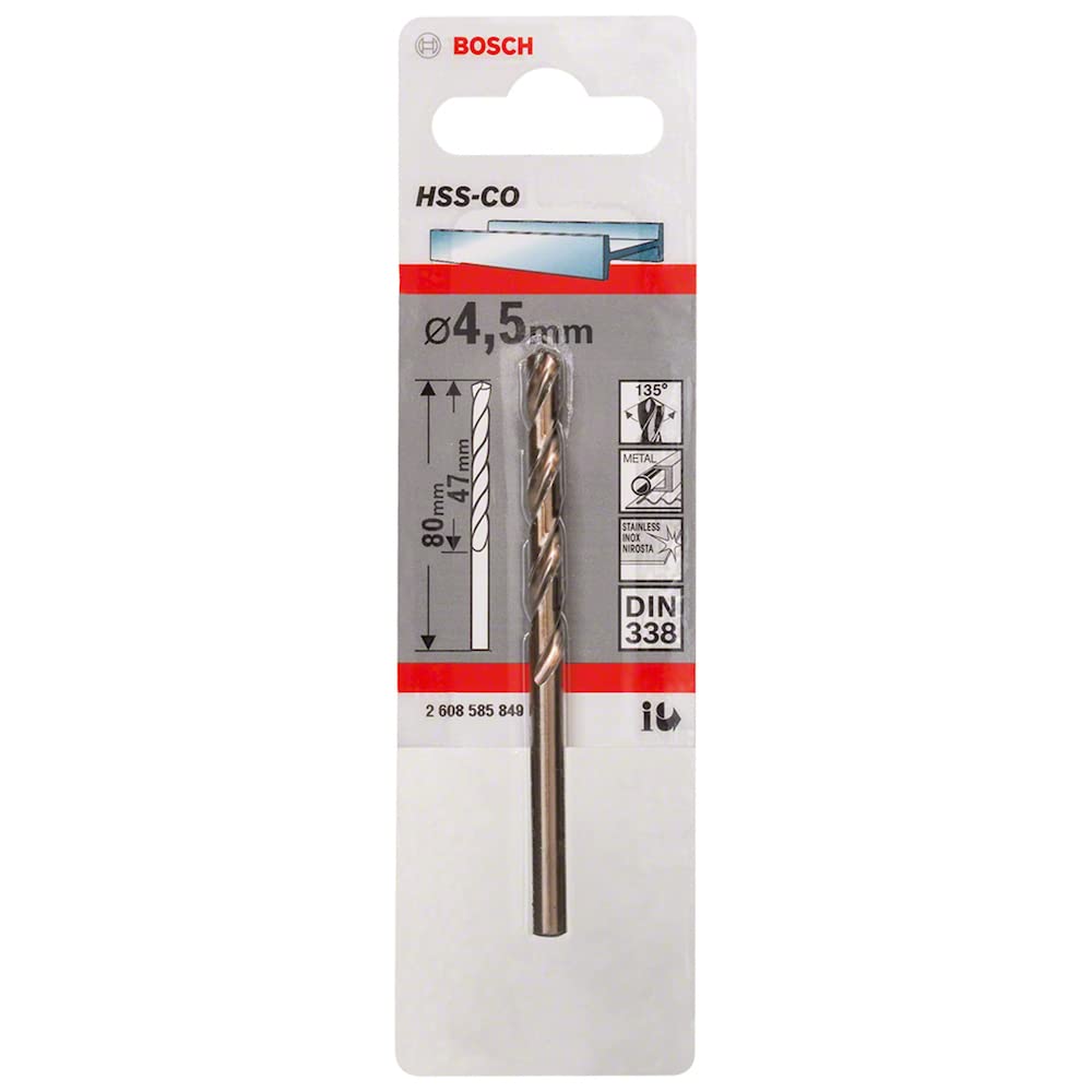 Bosch 2608585849 Metal Drill Bit Hss-Co 4, 5mmx47mmx3.15In