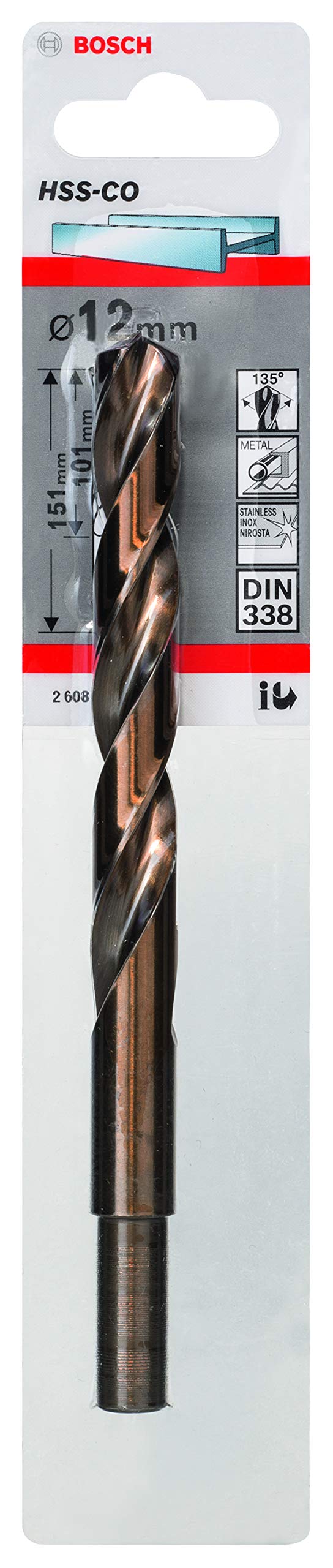 Bosch 2608585869 Metal Drill Bit Hss-Co 12mmx3.98inx5.94In