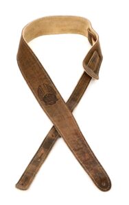 fender road worn leather guitar strap, 2in, brown