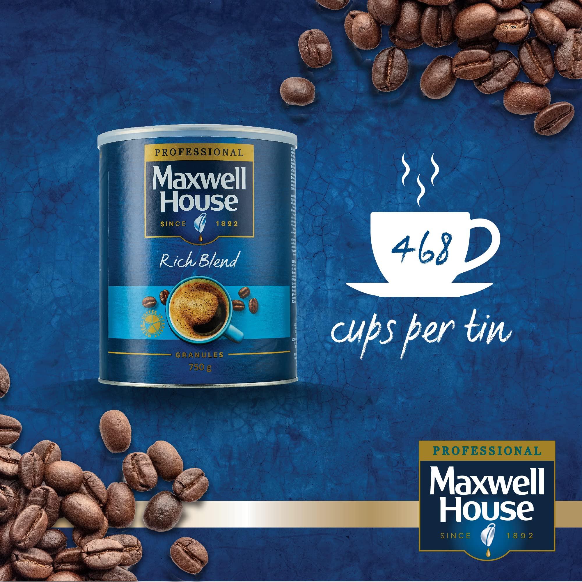 Maxwell House Instant Coffee Granules Rich Blend Tin 750G Ref A03126