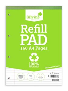 silvine everyday refill pad recycled wirebound ruled margin 160pp 70gsm a4 ref re4fm [pack of 6]