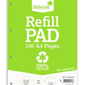 Silvine Everyday Refill Pad Recycled Wirebound Ruled Margin 160pp 70gsm A4 Ref RE4FM [Pack of 6]