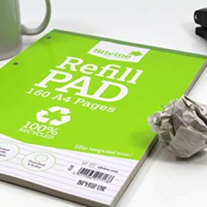 Silvine Everyday Refill Pad Recycled Wirebound Ruled Margin 160pp 70gsm A4 Ref RE4FM [Pack of 6]