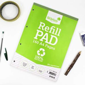 Silvine Everyday Refill Pad Recycled Wirebound Ruled Margin 160pp 70gsm A4 Ref RE4FM [Pack of 6]