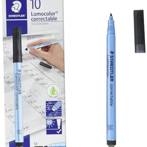 Staedtler Lumocolor 305 M-9 Correctable Foil Pen M Tip Approx. 1.0 mm Pack of 10 Black