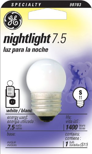 GE Lighting 41267 Nightlight Incandescent Bulb S11 Medium Screw (E26) 120V 7.5W Soft White, 12-Pack, 12 Count (Pack of 1), True