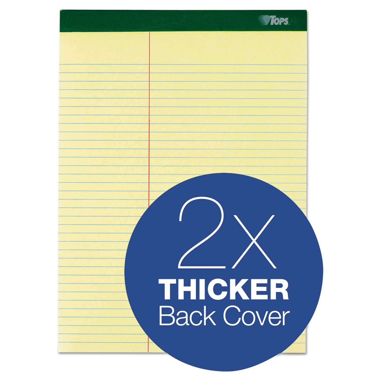 Tops Docket Writing Pads with 100 Sheets, Extra-Strong Back, 8-1/2" x 11-3/4", Perforated, Canary, Law Rule, 100 Sheets, 6 Pack (63396)