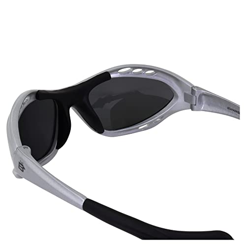 Birdz Eyewear Polarized Goggles Kite Surf Water Sport Surfing, Kayaking, Jetskiing PWC Personal Water Craft Silver Frame