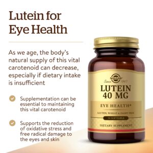 Solgar Lutein 40 mg, 30 Softgels - Supports Eye Health - Helps Filter Out Blue-Light - Contains FloraGLO Lutein - Gluten Free, Dairy Free - 30 Servings