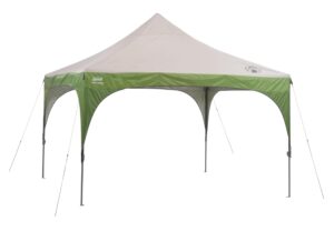 coleman canopy sun shelter with instant setup, sun shelter with wheeled carry bag sets up in about 3 mins, 7x5ft, 10x10ft, or 12x12ft canopy for sporting events, tailgating, camping, & more