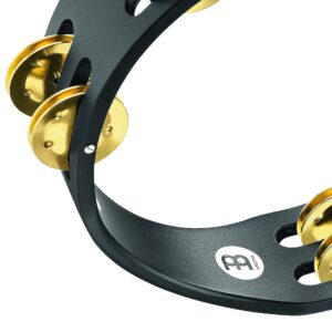 Meinl Percussion Compact Wood Tambourine with Solid Brass Jingles, Double Row — NOT MADE in CHINA — for All Musicians, 2-YEAR WARRANTY (CTA2B-BK)