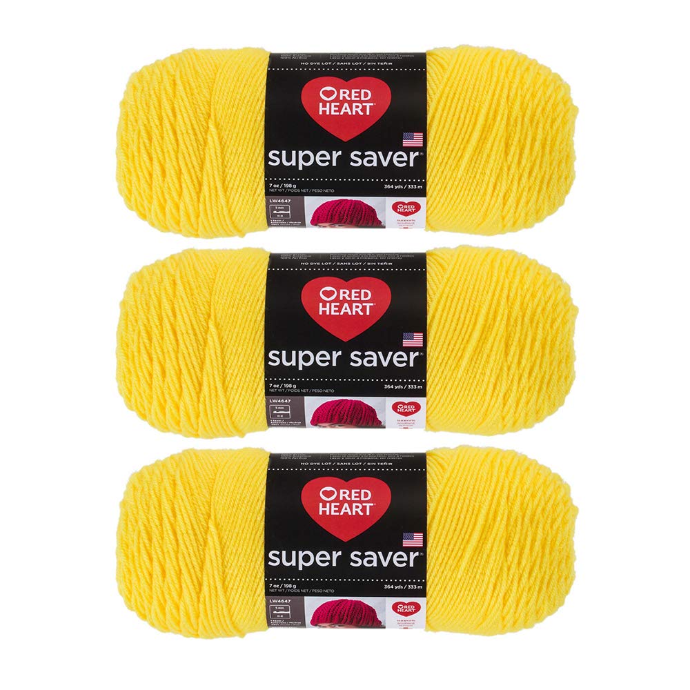 Red Heart Super Saver Yarn (3-Pack) Bright Yellow E300-324