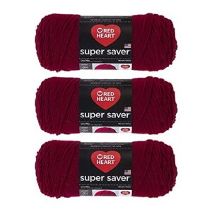 red heart super saver yarn (3-pack) burgundy e300-376