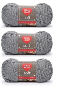 red heart soft yarn (3-pack) light grey heather e728-9440