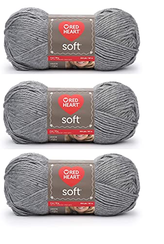 Red Heart Soft Yarn (3-Pack) Light Grey Heather E728-9440