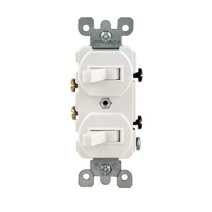 leviton 5224-2w 15 amp, 120/277 volt, duplex style single-pole/single-pole ac combination switch, grounding, white