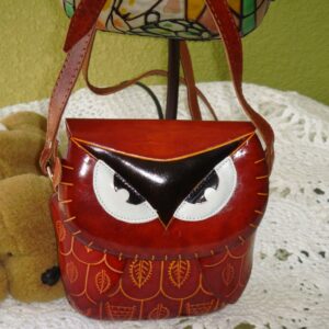 Lovely Owl Designs, Genuine Cowhide Leather Shoulder/crossbody Bag, a Unique and Collectible Small Satchel. (Brown)