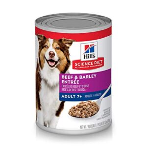 hill's science diet adult 7+, senior adult 7+ premium nutrition, wet dog food, beef & barley loaf, 13 oz can, case of 12