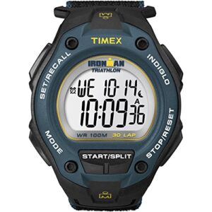 timex men's t5k413 ironman classic 30 oversized black/blue/yellow fast velcro watch