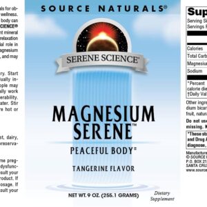 Source Naturals Serene Science Magnesium Serene, Peaceful Body*, Tangerine Flavored - 9 Ounce Powder