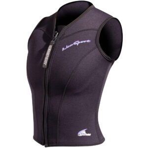 neo-sport men’s and women’s front zipper wetsuit vest - 2.5mm -4-way stretch neoprene - 50+ uv shield, women's black, 12