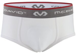 mcdavid men's brief with flexcup, moisture-wicking & lightweight protection, support & enhanced fit, includes flexcup, white, youth regular