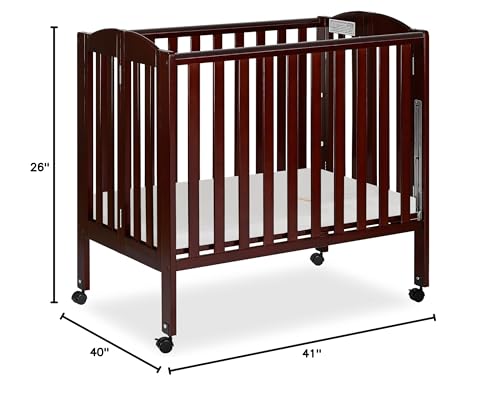 Dream On Me 3 in 1 Portable Folding Stationary Side Crib in Espresso, Greenguard Gold Certified , 41x26x40 Inch (Pack of 1)