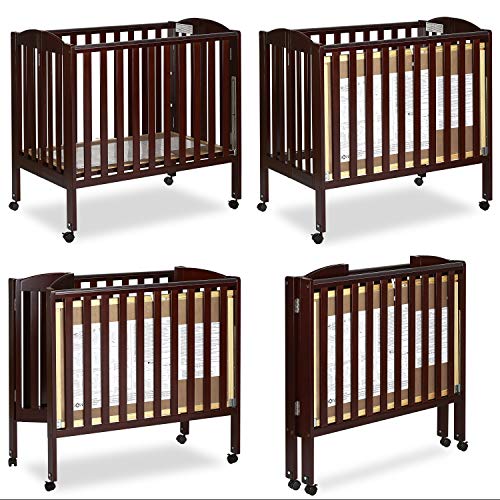 Dream On Me 3 in 1 Portable Folding Stationary Side Crib in Espresso, Greenguard Gold Certified , 41x26x40 Inch (Pack of 1)