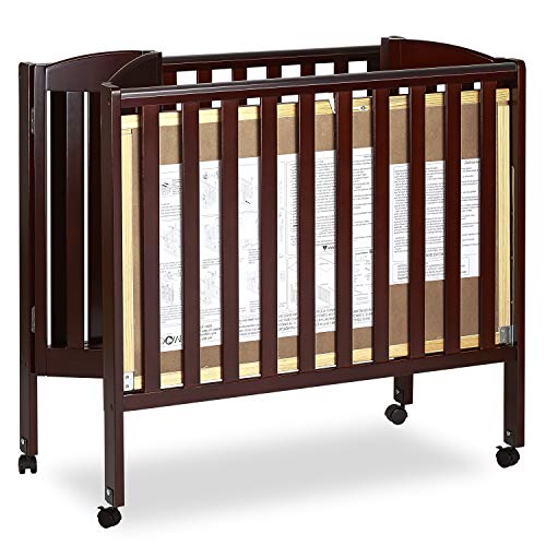 Dream On Me 3 in 1 Portable Folding Stationary Side Crib in Espresso, Greenguard Gold Certified , 41x26x40 Inch (Pack of 1)