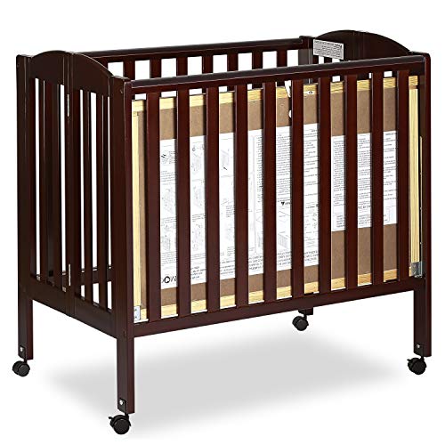 Dream On Me 3 in 1 Portable Folding Stationary Side Crib in Espresso, Greenguard Gold Certified , 41x26x40 Inch (Pack of 1)