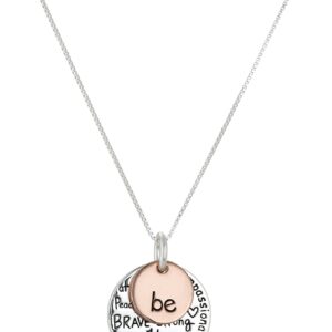 Amazon Essentials Two-Tone Sterling Silver "Be" Graffiti Charm Necklace, 18" (previously Amazon Collection)