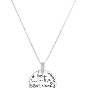 Amazon Essentials Two-Tone Sterling Silver "Be" Graffiti Charm Necklace, 18" (previously Amazon Collection)