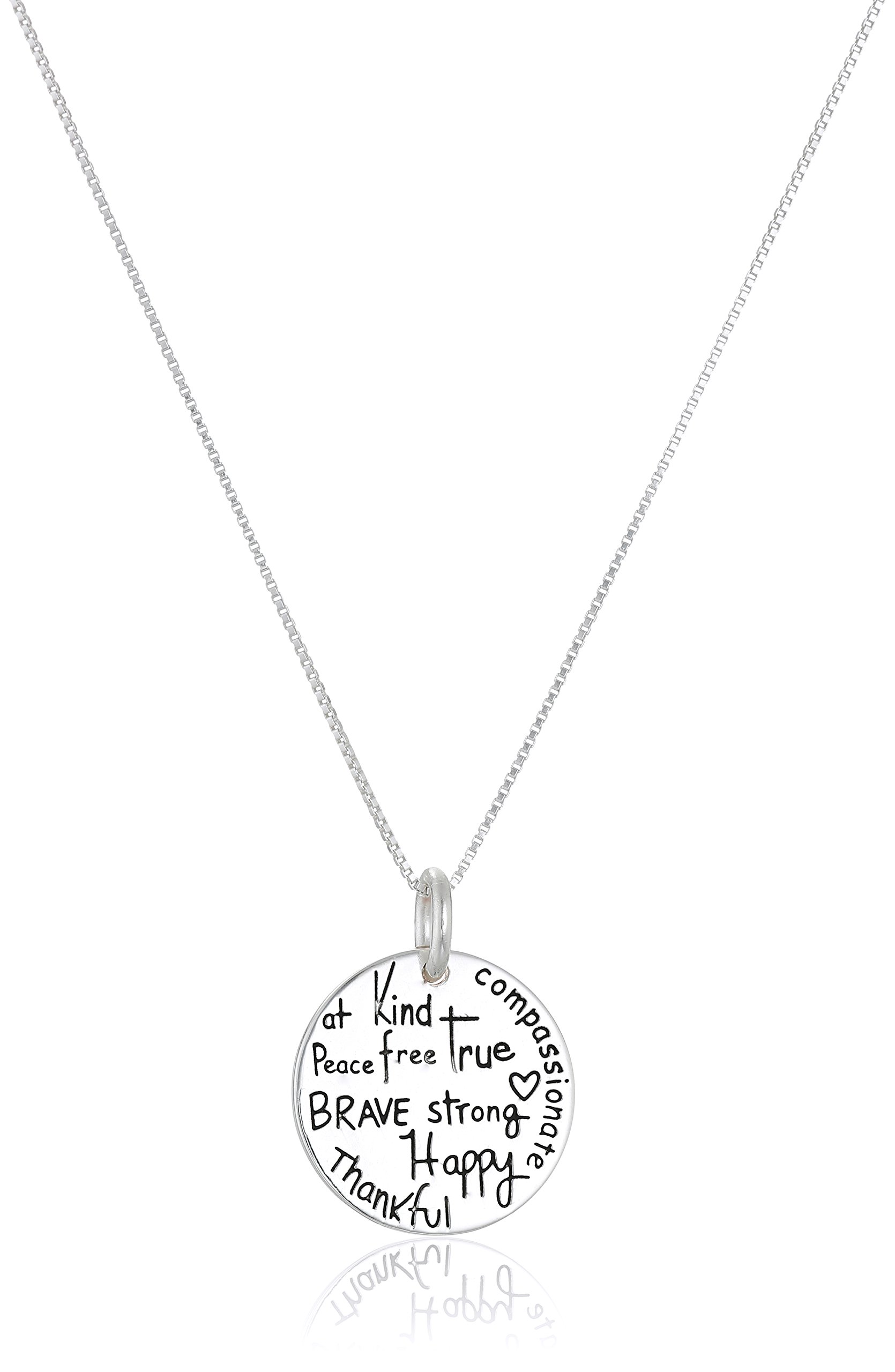 Amazon Essentials Two-Tone Sterling Silver "Be" Graffiti Charm Necklace, 18" (previously Amazon Collection)